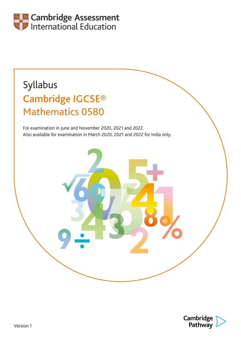 IGCSE MATHEMATICS (0580) | Cambridge IGCSE® Mathematics
